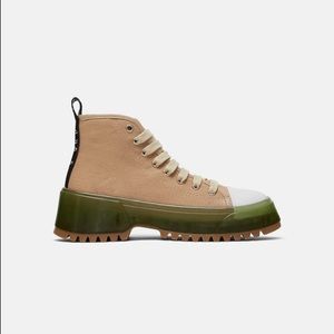 Zara | Shoes | Zara Sand Color Fabric High Top Sneakers | Poshmark